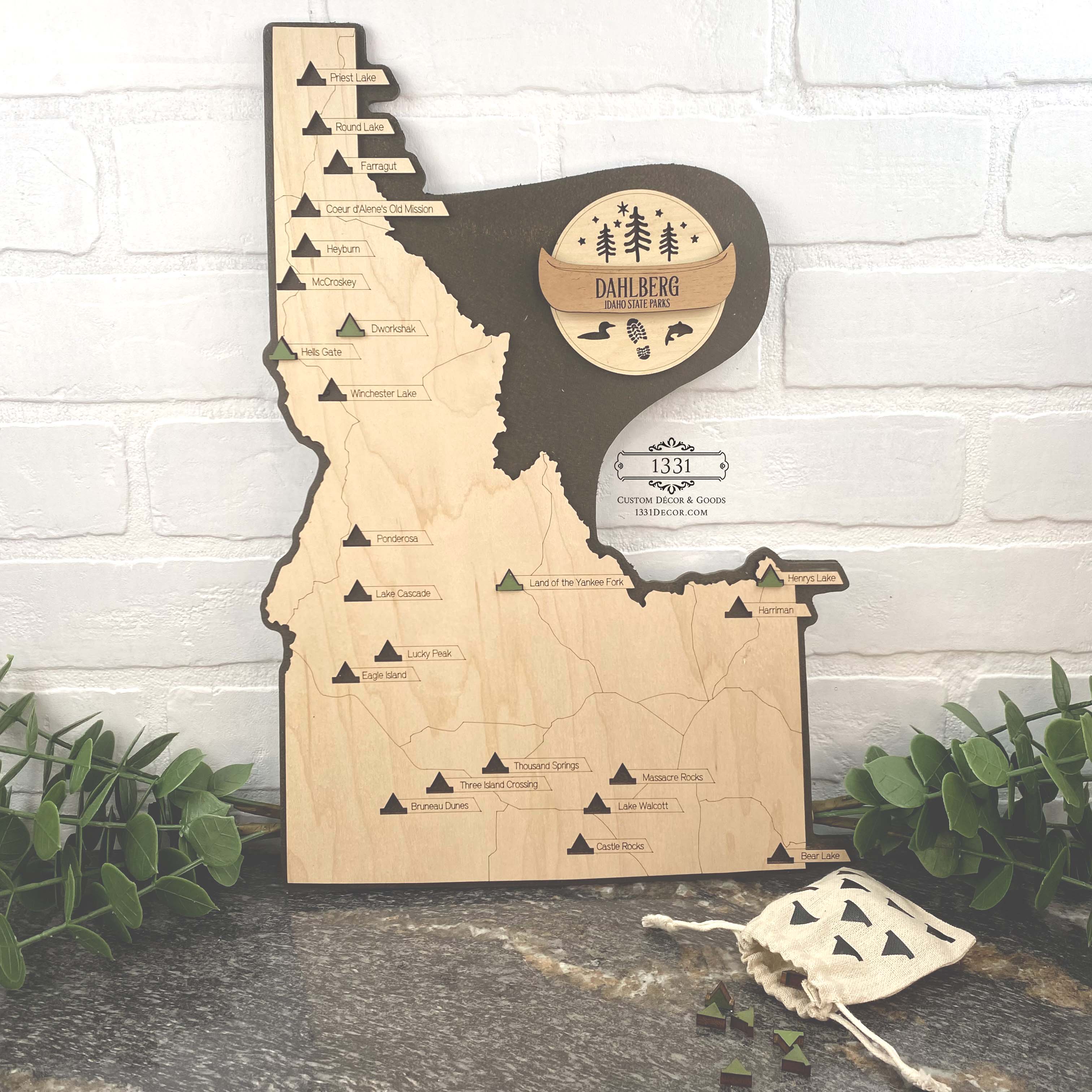 Idaho State Parks Travel Map – 1331 Custom Decor & Goods