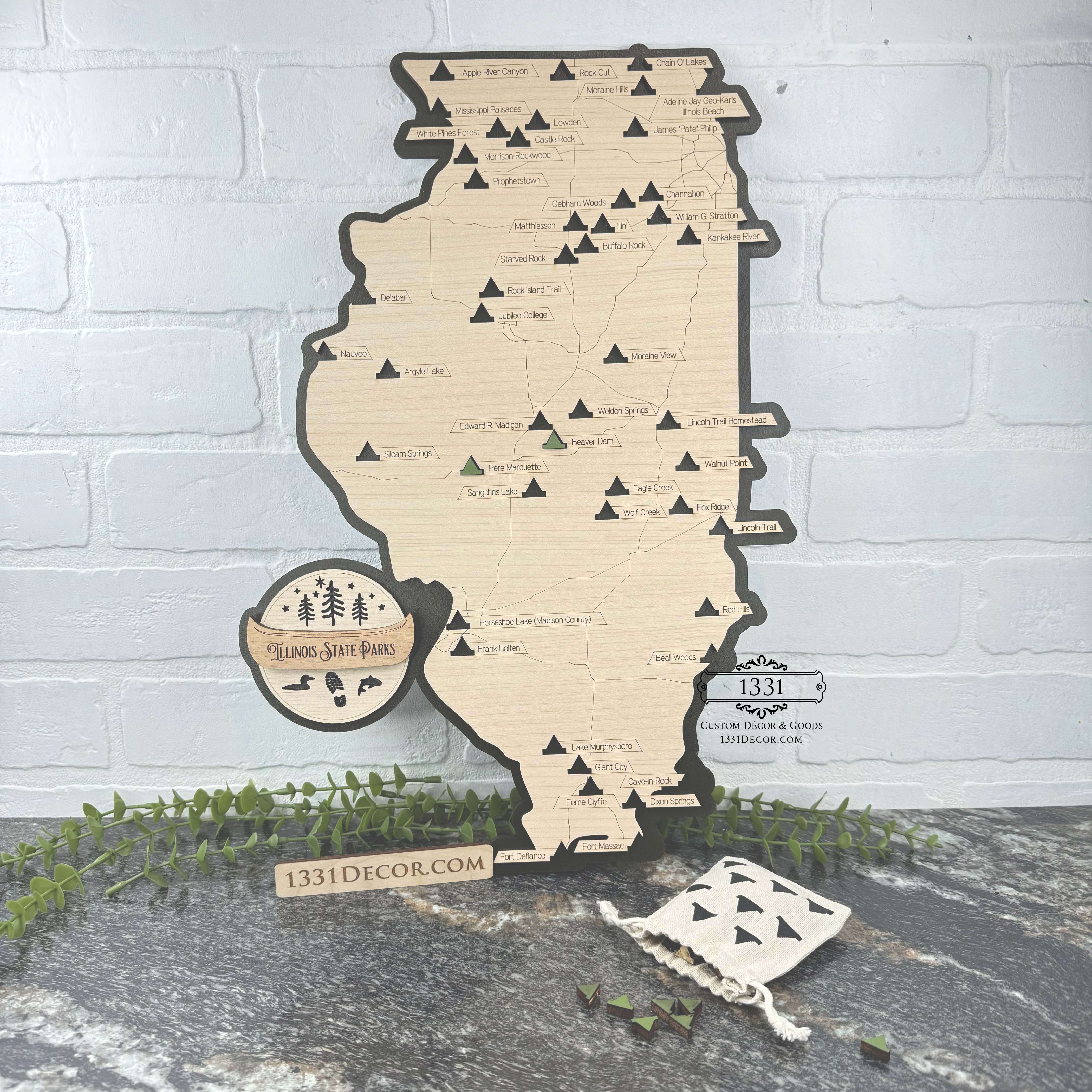 Illinois State Parks Travel Map – 1331 Custom Decor & Goods
