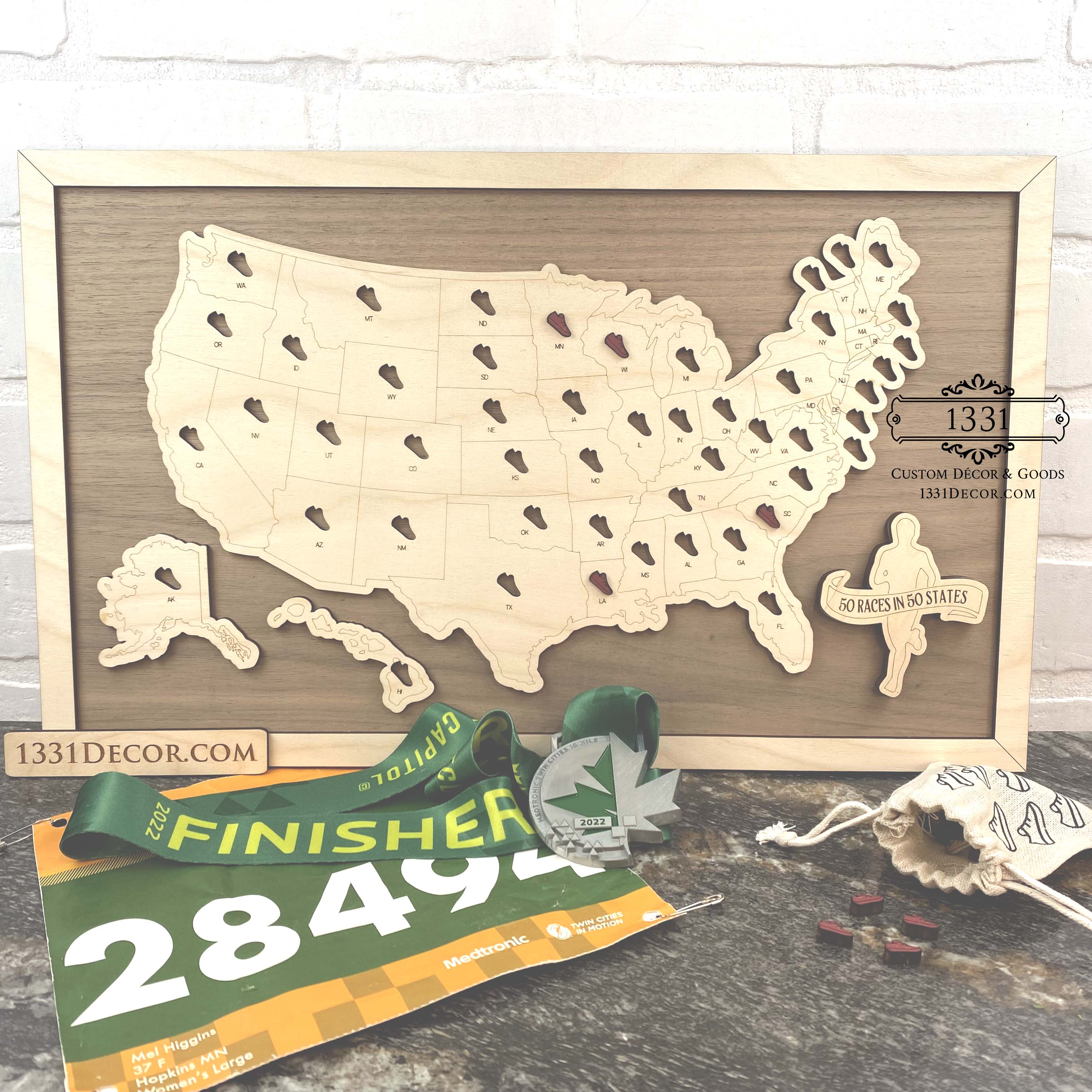 Running Map, Marathon Map – 1331 Custom Decor & Goods