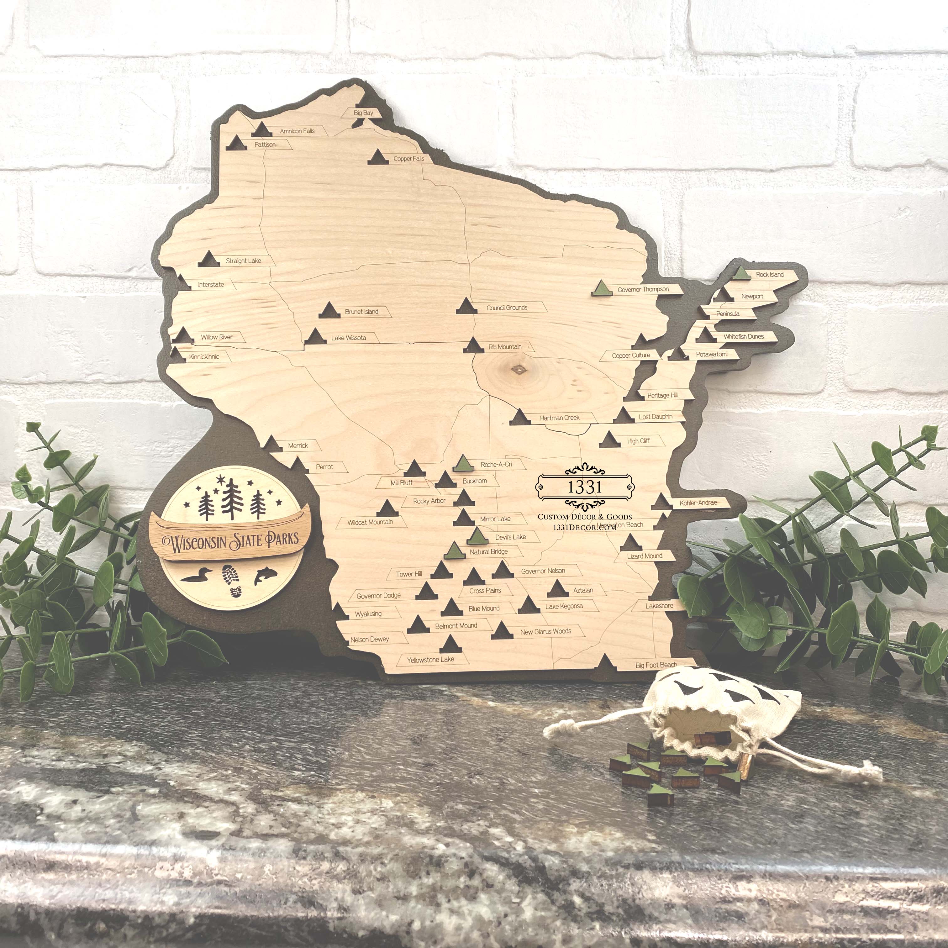 Wisconsin State Parks Travel Map – 1331 Custom Decor & Goods